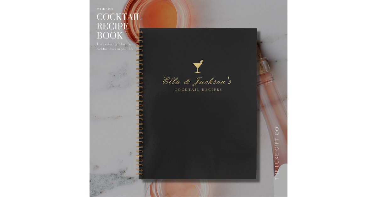 Elegant Chic Black Couples Blank Cocktail Recipe Notebook | Zazzle