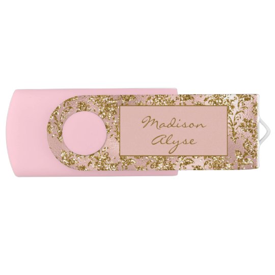 Elegant Chic Blush Pink Glittery Gold Custom Flash Drive | Zazzle.com