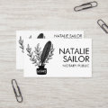 Elegant Chic Botanical Quill Logo Notary Public Business Card | Zazzle