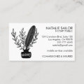 Elegant Chic Botanical Quill Logo Notary Public Business Card | Zazzle