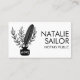 Elegant Chic Botanical Quill Logo Notary Public Business Card | Zazzle