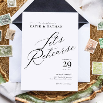 Elegant Chic Calligraphy Rehearsal Dinner Invitation | Zazzle