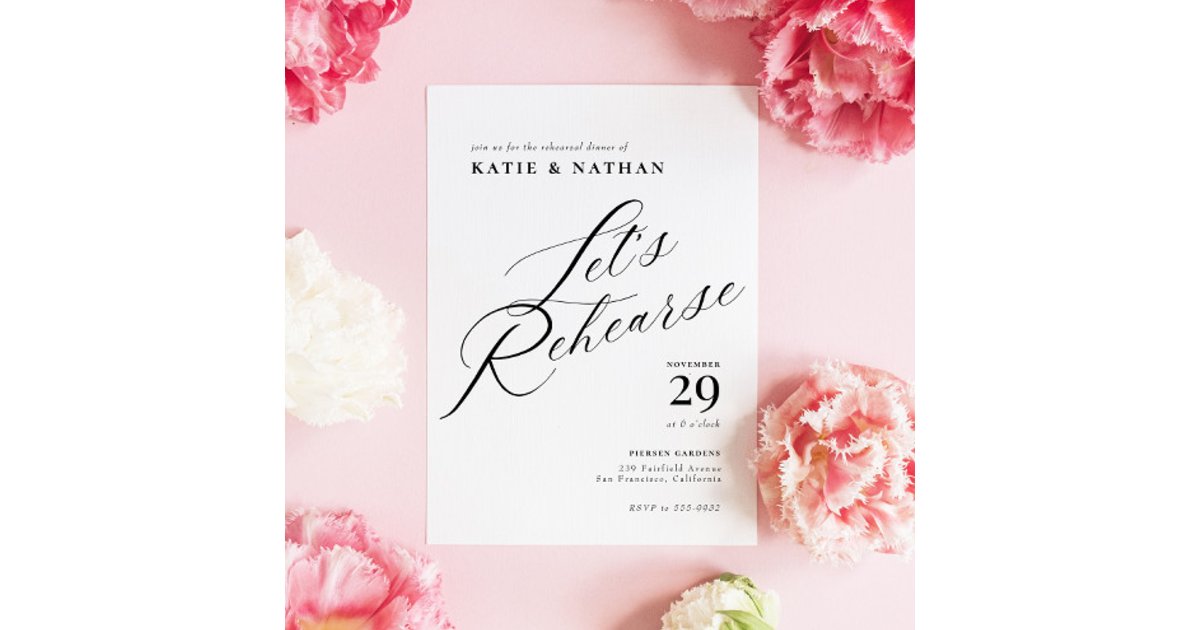 Elegant Chic Calligraphy Rehearsal Dinner Invitation | Zazzle