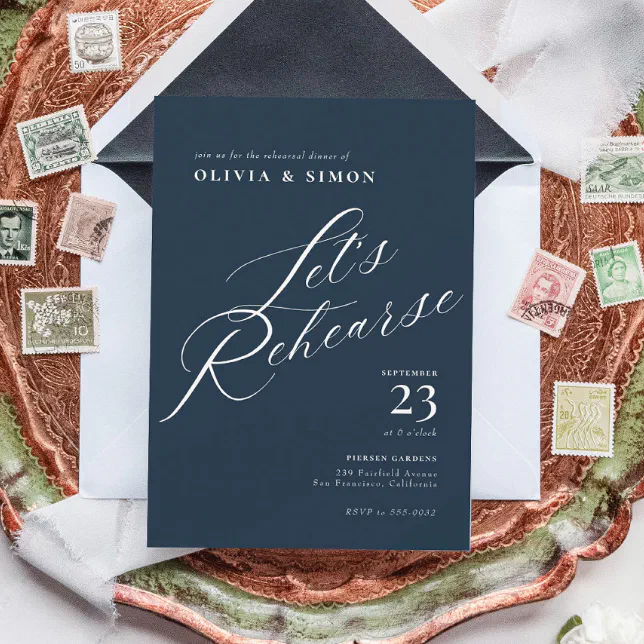 Elegant Chic Calligraphy Rehearsal Dinner Invitation | Zazzle