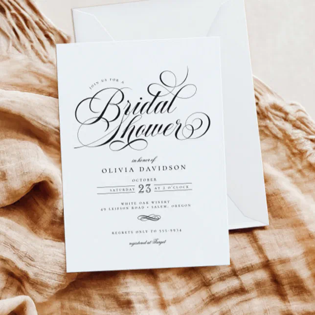 Elegant Chic Calligraphy Script Bridal Shower Invitation | Zazzle