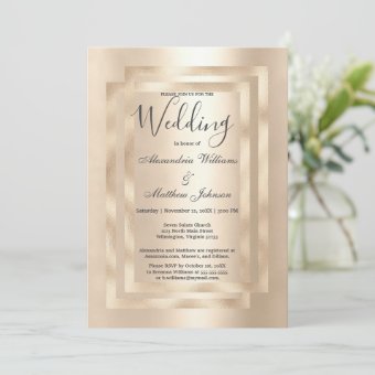 Elegant Chic Champagne Gold Glamour Wedding Invitation | Zazzle