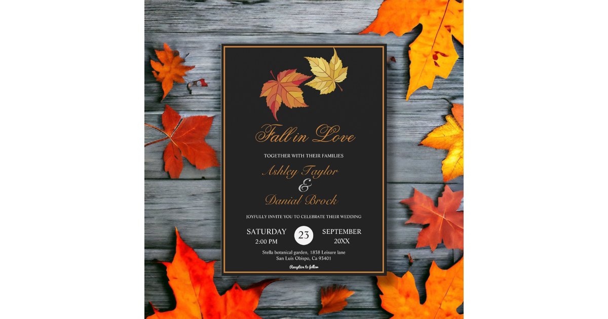 Elegant Chic Fall in Love Rustic Autumn Wedding Invitation | Zazzle