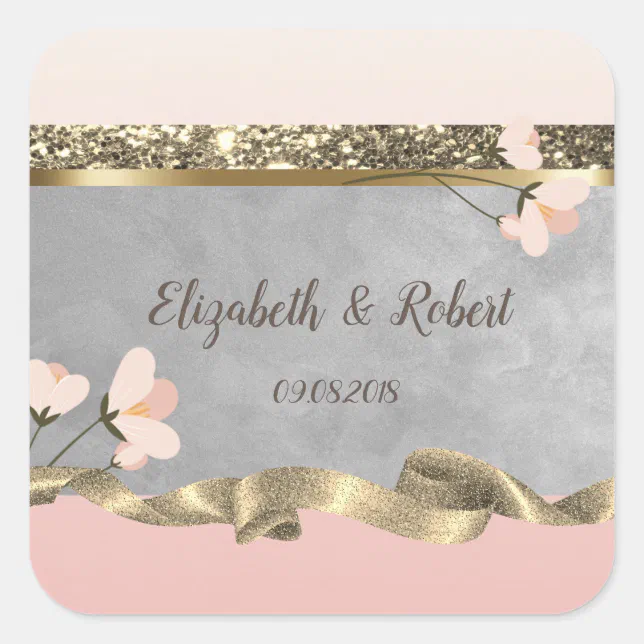 Elegant Chic Floral Wedding Sticker | Zazzle