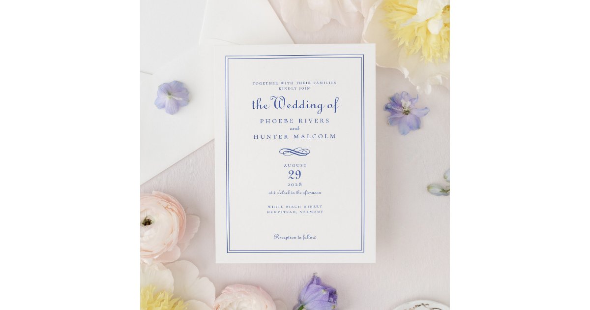Elegant Chic French Periwinkle Blue Wedding Invitation | Zazzle