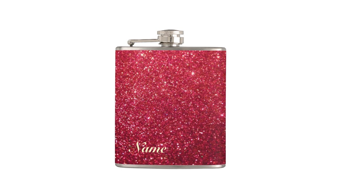 Elegant chic glittery look personalized flask | Zazzle
