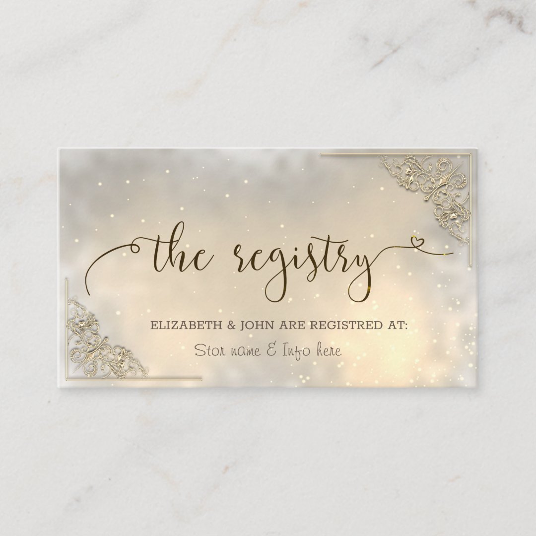 Elegant Chic Gold Border Wedding Registry Enclosure Card | Zazzle