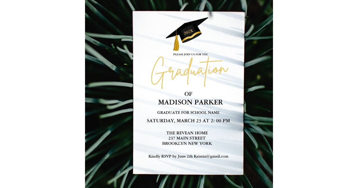 Elegant & Chic Gold Calligraphy Graduation Party Invitation | Zazzle