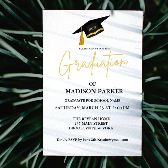 Elegant & Chic Gold Calligraphy Graduation Party Invitation | Zazzle