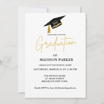 Elegant & Chic Gold Calligraphy Graduation Party Invitation | Zazzle