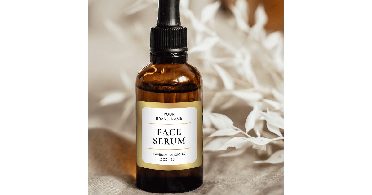 Elegant Chic Gold Face Oil Product Packaging Label | Zazzle