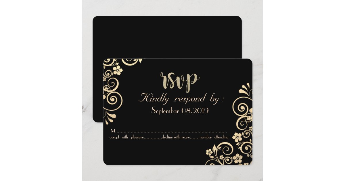 Elegant Chic Gold Flowers RSVP Card | Zazzle