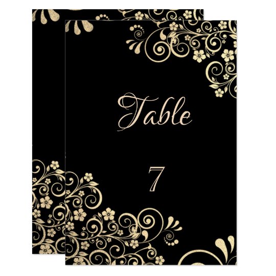 Elegant Chic Gold Flowers Table Card | Zazzle.com