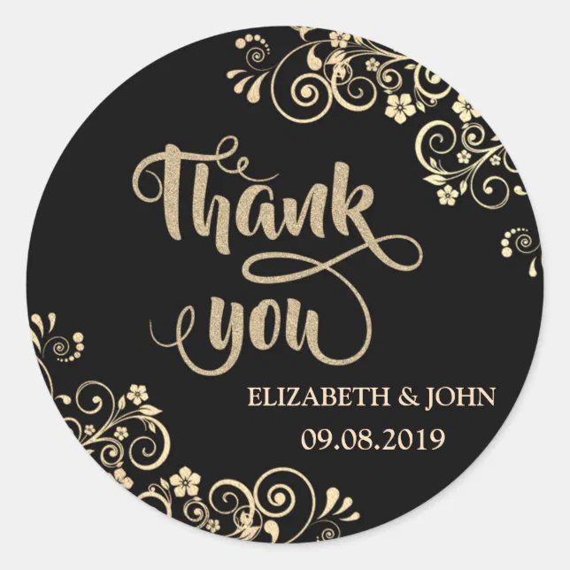 Elegant Chic Gold Flowers Wedding Sticker | Zazzle