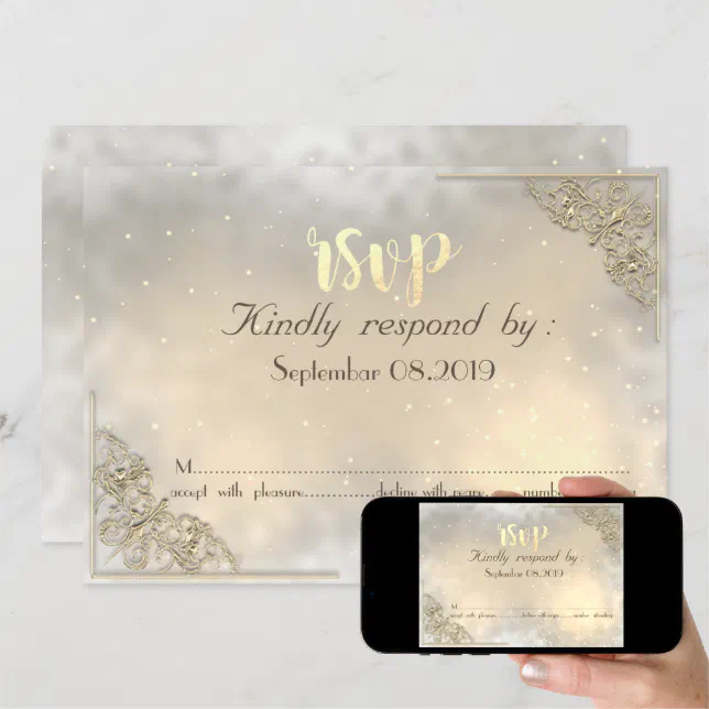 Elegant Chic Gold Frame RSVP Card | Zazzle