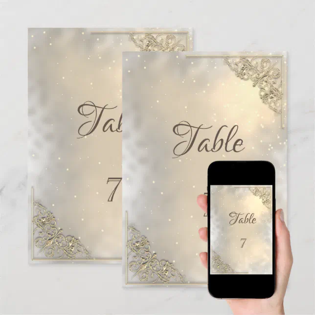 Elegant Chic Gold Frame Table Card | Zazzle