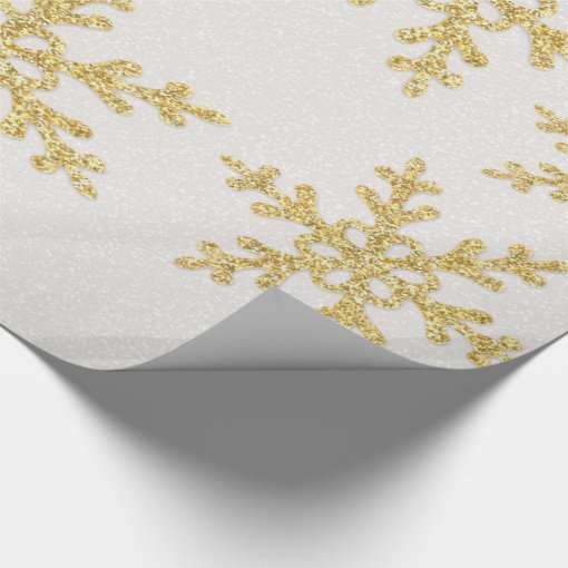 Elegant Chic Gold Glitter Snowflakes Holiday Wrapping Paper | Zazzle