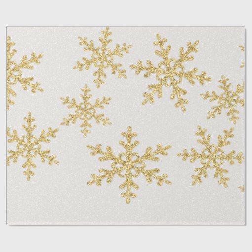 Elegant Chic Gold Glitter Snowflakes Holiday Wrapping Paper | Zazzle