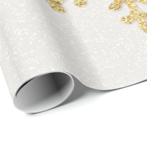 Elegant Chic Gold Glitter Snowflakes Holiday Wrapping Paper | Zazzle