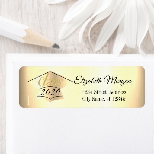 Elegant Chic Gold Graduation Cap Label | Zazzle
