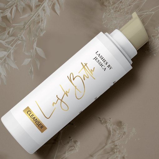 Elegant Chic Gold Lash Bath Cleanser Foam Bottle Rectangular Sticker ...