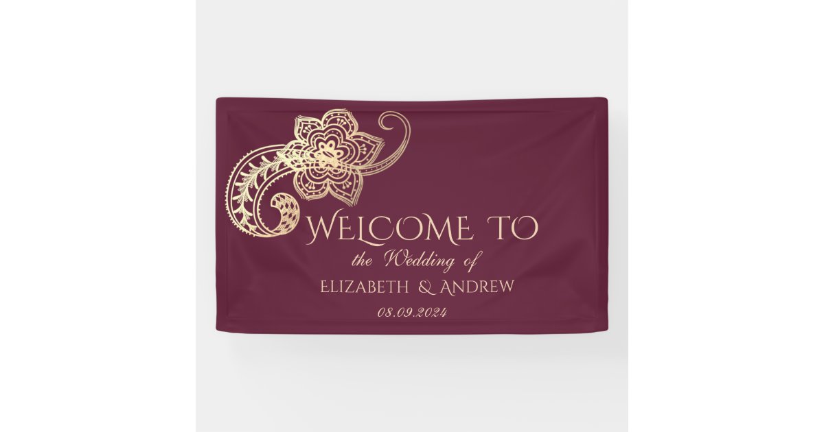 Elegant Chic Gold Paisley Banner | Zazzle
