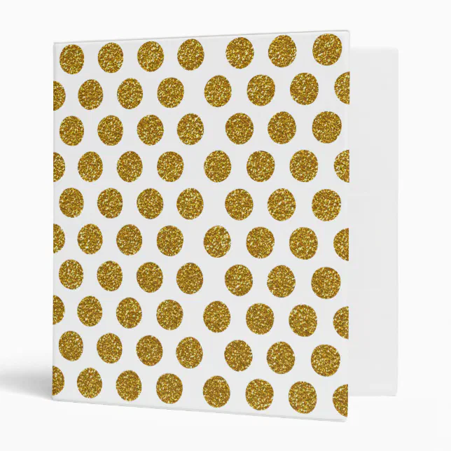 Elegant Chic Gold Polka Dots Glitter Photo Print Binder | Zazzle