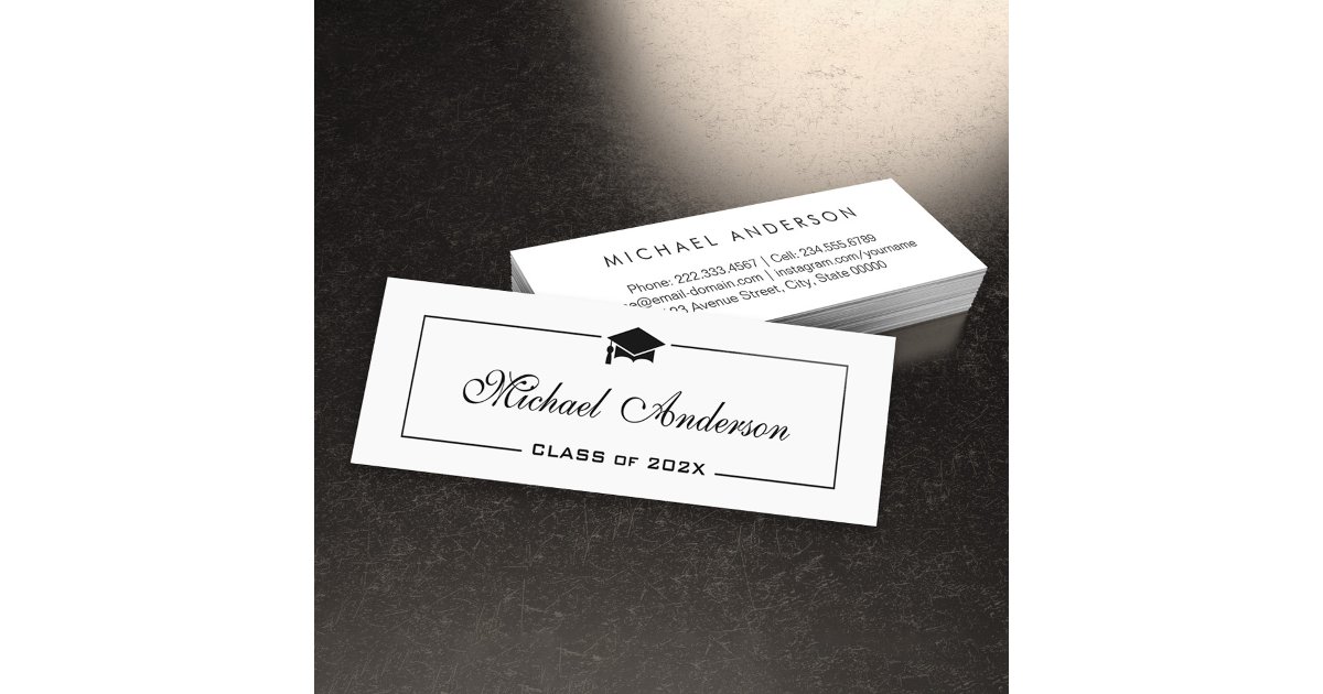 Elegant Chic Graduate Contact and Networking Calling Card | Zazzle