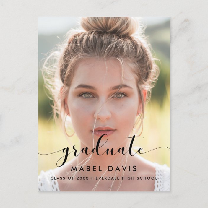 Elegant & chic graduation photo postcard | Zazzle.com