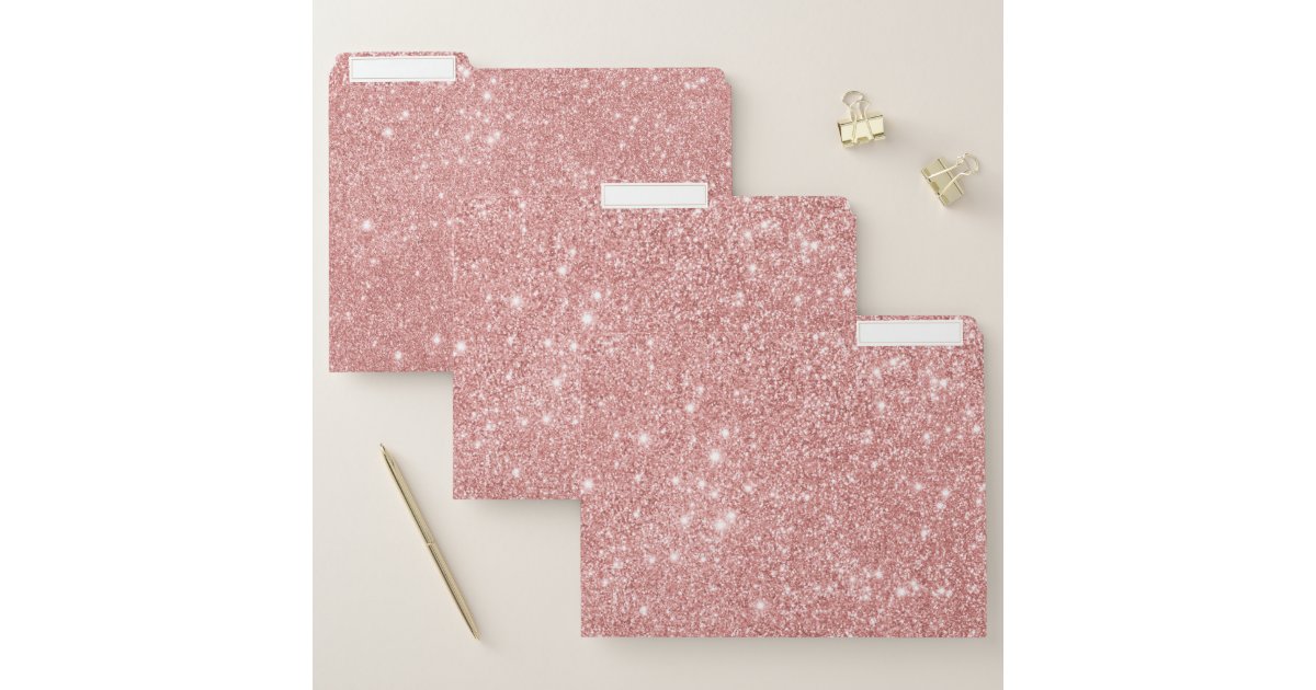 Elegant Chic Luxury Faux Glitter Rose Gold File Folder | Zazzle