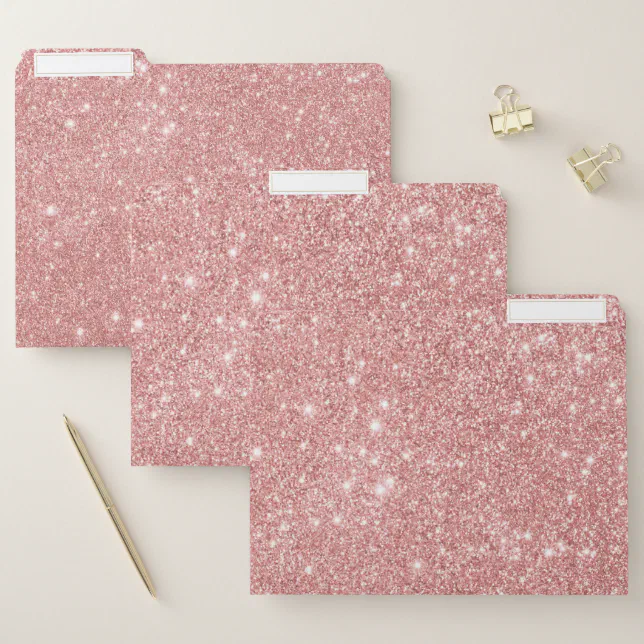 Elegant Chic Luxury Faux Glitter Rose Gold File Folder | Zazzle