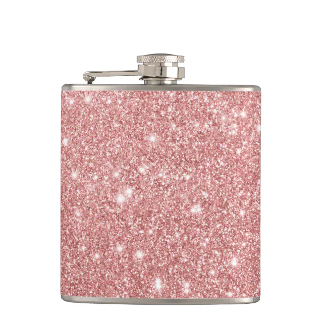 Elegant Chic Luxury Faux Glitter Rose Gold Flask | Zazzle