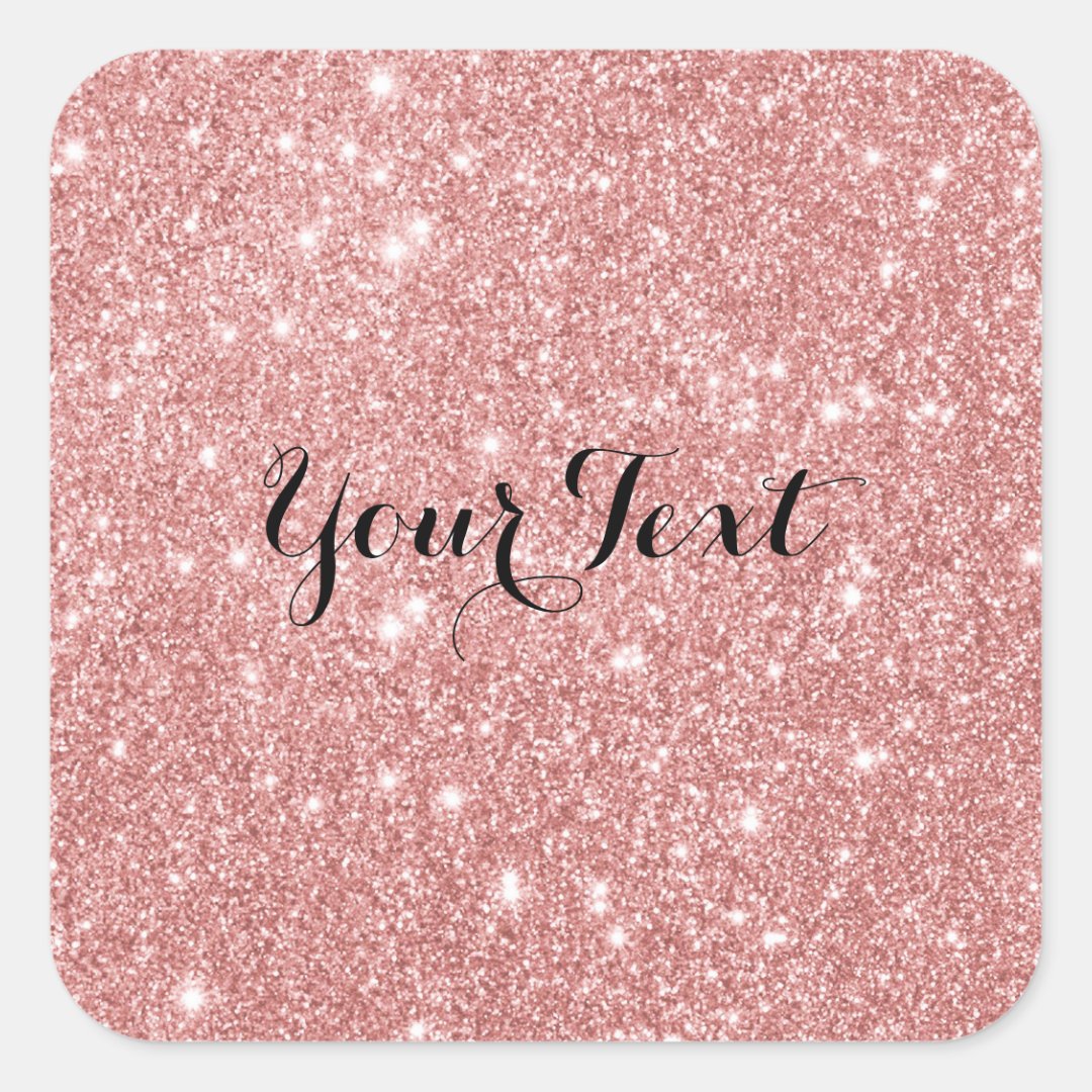 Elegant Chic Luxury Faux Glitter Rose Gold Square Sticker | Zazzle
