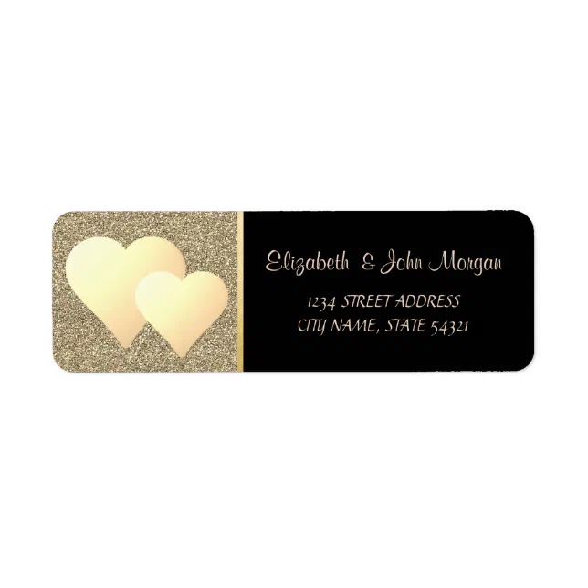 Elegant Chic Luxury ,Faux Gold Glitter Hearts Label | Zazzle