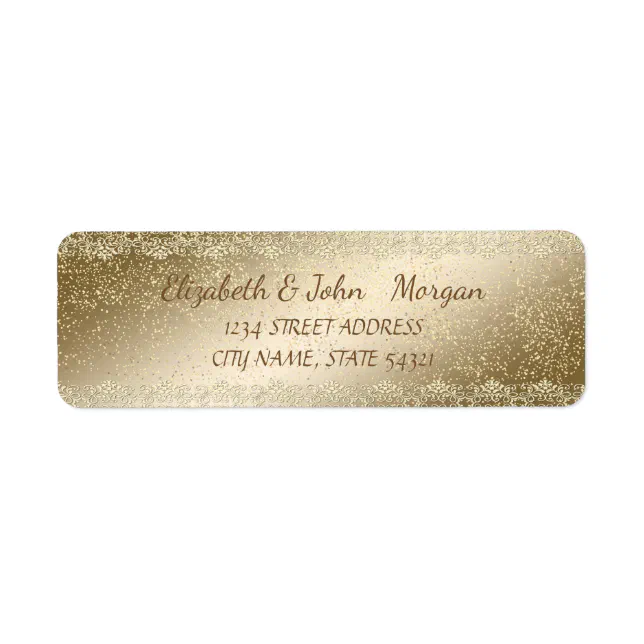 Elegant Chic Luxury ,Faux Gold,Lace,Confetti Label | Zazzle