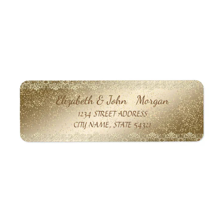 Elegant Chic Luxury ,Faux Gold,Lace,Confetti Label | Zazzle