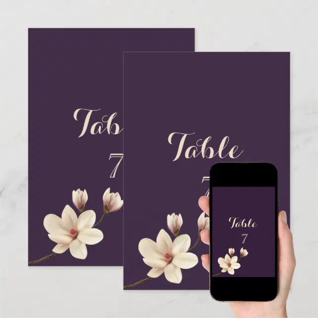 Elegant Chic Magnolia Table Card | Zazzle