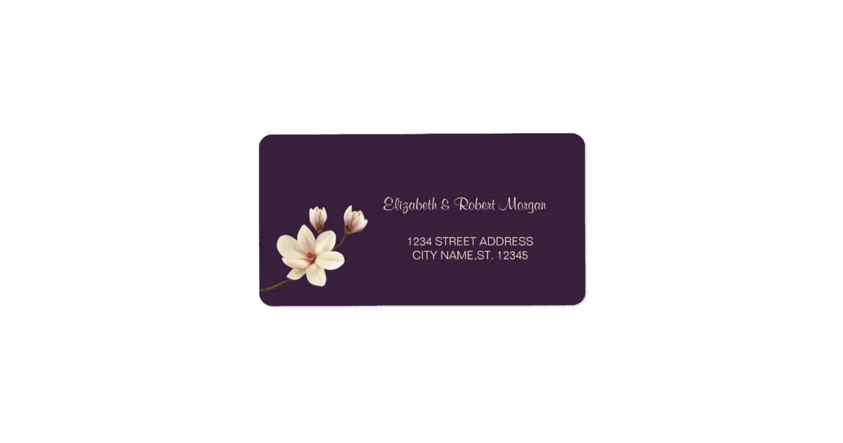 Elegant Chic Magnolia Wedding Label | Zazzle
