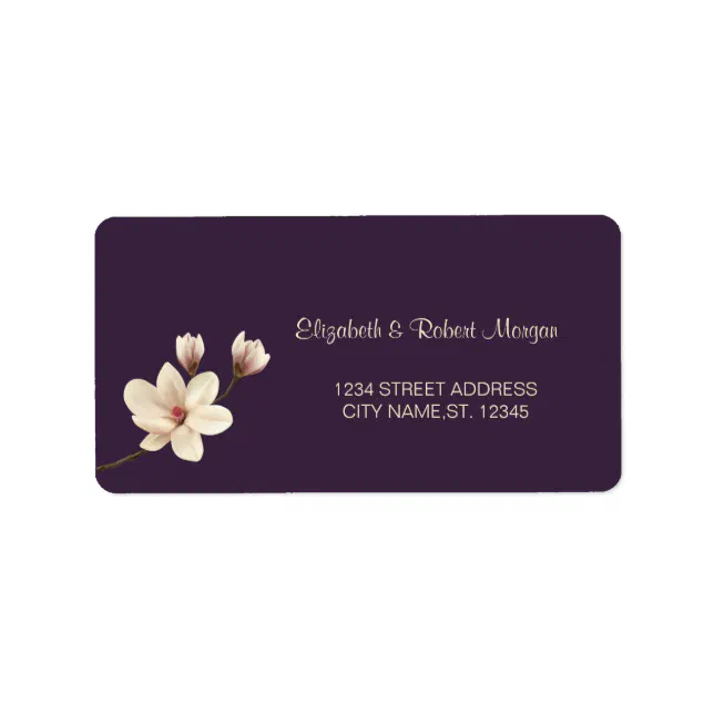 Elegant Chic Magnolia Wedding Label | Zazzle
