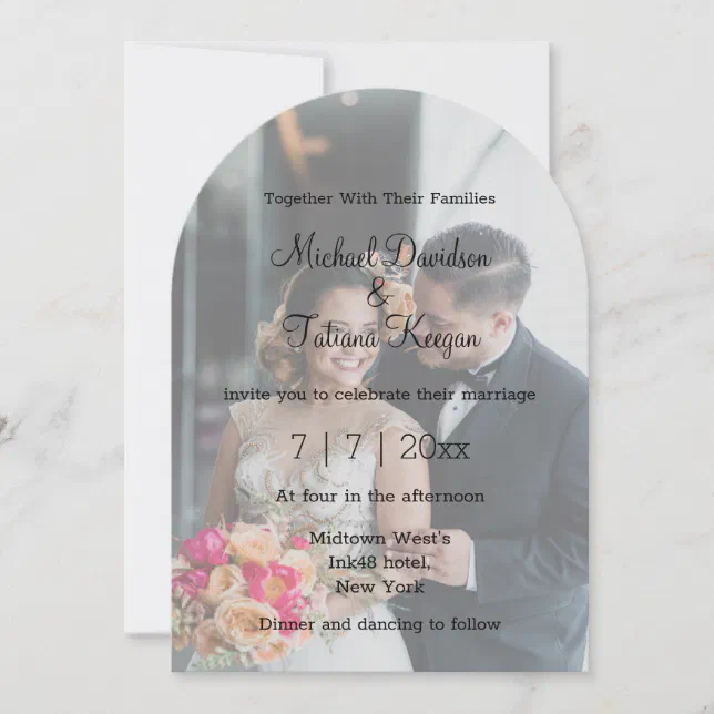 elegant chic modern wedding photo overlay invitation | Zazzle