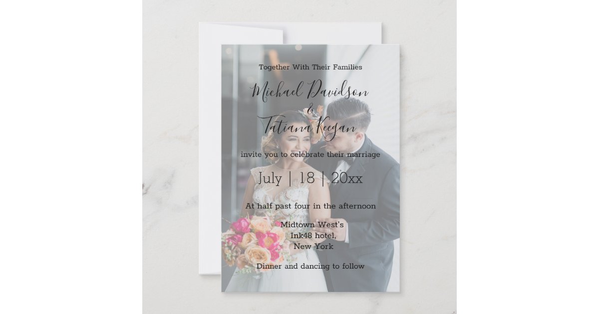 elegant chic modern wedding photo overlay invitation | Zazzle.com