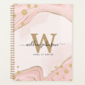 Elegant Chic Monogram Pink Gold Glitter Marble Planner | Zazzle