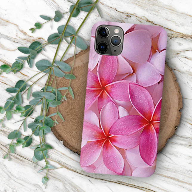 Elegant Chic Pastel Pink Hawaiian Plumeria Flowers iPhone Case | Zazzle