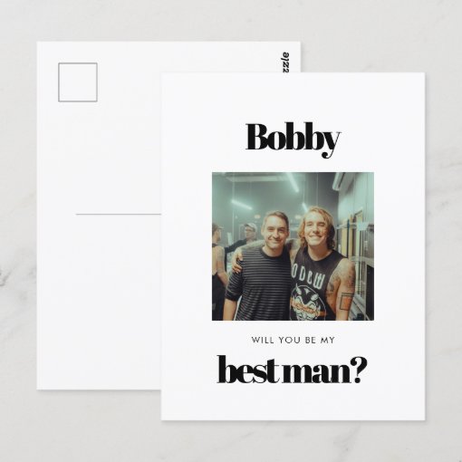 Elegant & chic photo Will you be my best man Postcard | Zazzle