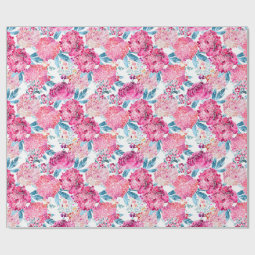 Elegant Chic Pink Floral Pattern Gift Wrapping Paper | Zazzle
