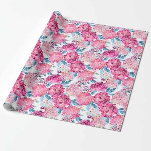 Elegant Chic Pink Floral Pattern Gift Wrapping Paper | Zazzle